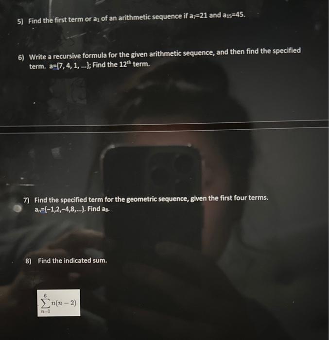 Solved 5) Find the first term or a1 of an arithmetic | Chegg.com