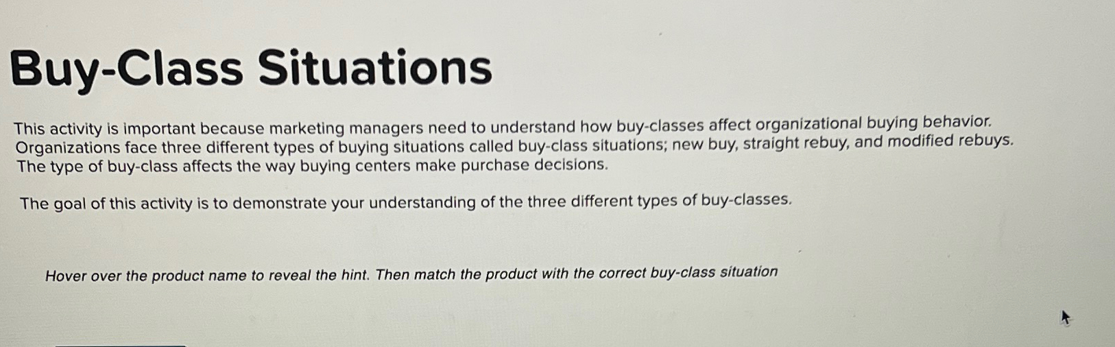 Solved Buy-Class SituationsThis activity is important | Chegg.com