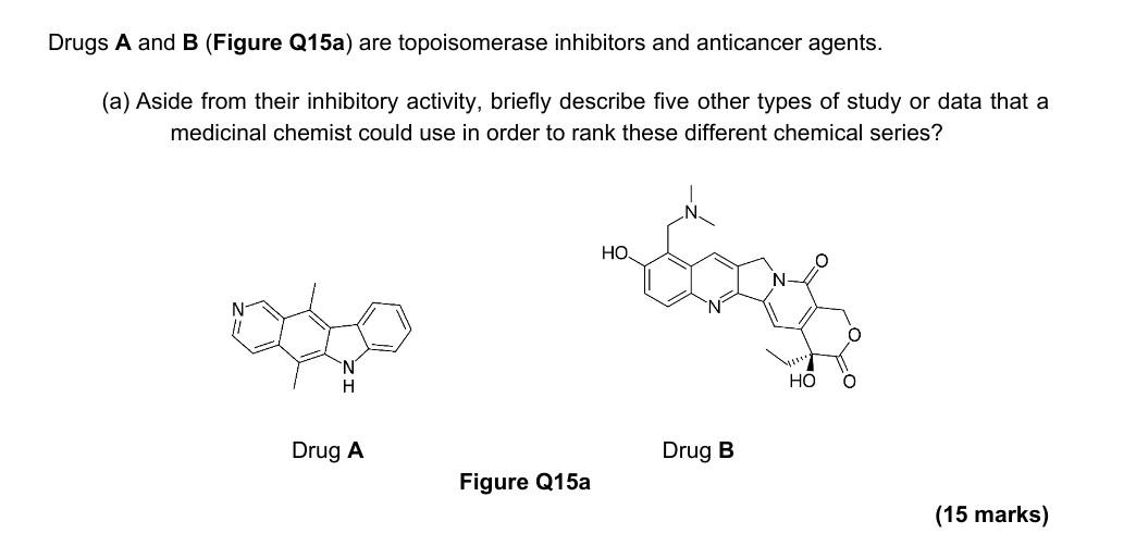 Solved Drugs A and B (Figure Q15a) are topoisomerase | Chegg.com