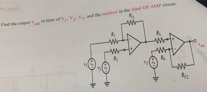 Solved Find the output Vout in term of V1, V2 ? | Chegg.com