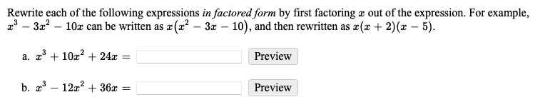 Solved Rewrite each of the following expressions in factored | Chegg.com