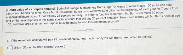 Solved (Future value of a complex annuity) Springfield mogul | Chegg.com