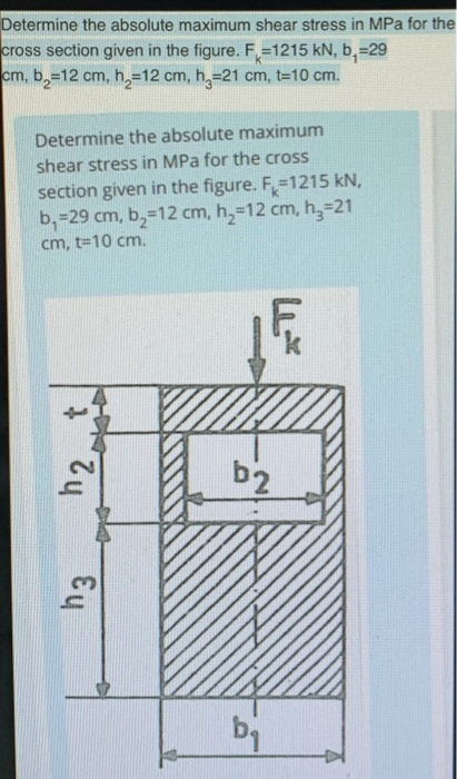 Solved Determine the absolute maximum shear stress in MPa | Chegg.com