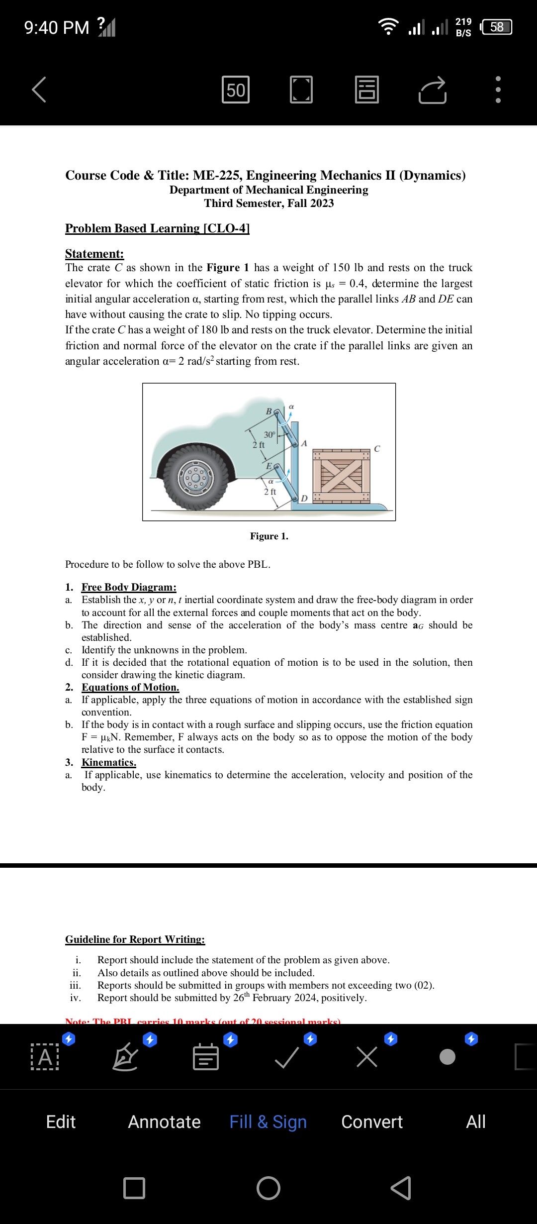 Solved Course Code & Title: ME-225, ﻿Engineering Mechanics | Chegg.com