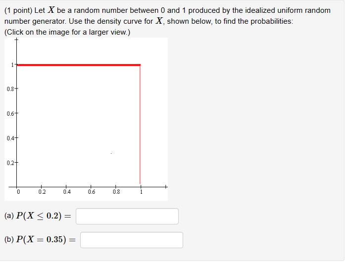 Solved ( 1 ﻿point) ﻿Let x ﻿be a random number between 0 ﻿and | Chegg.com