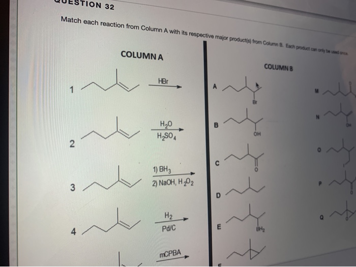 Solved ION 32 Match each reaction from Column A with its | Chegg.com