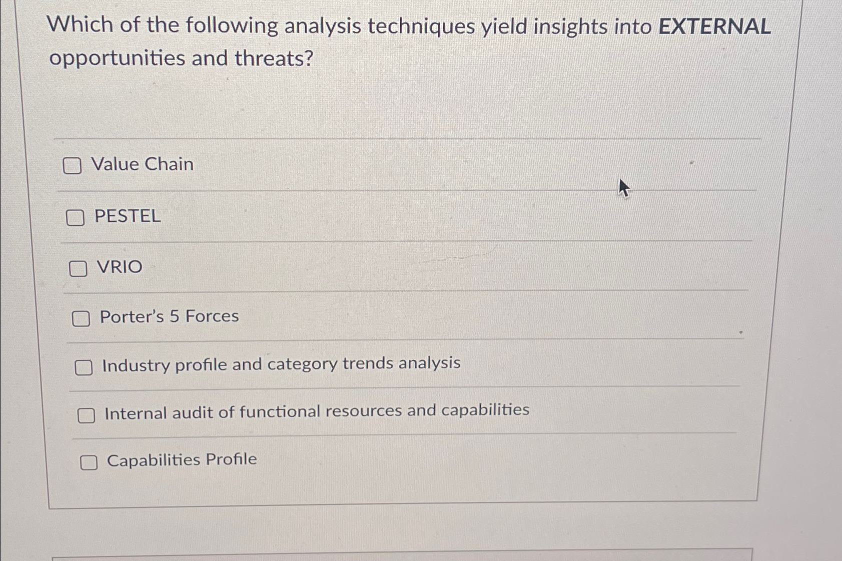 Solved Which of the following analysis techniques yield | Chegg.com