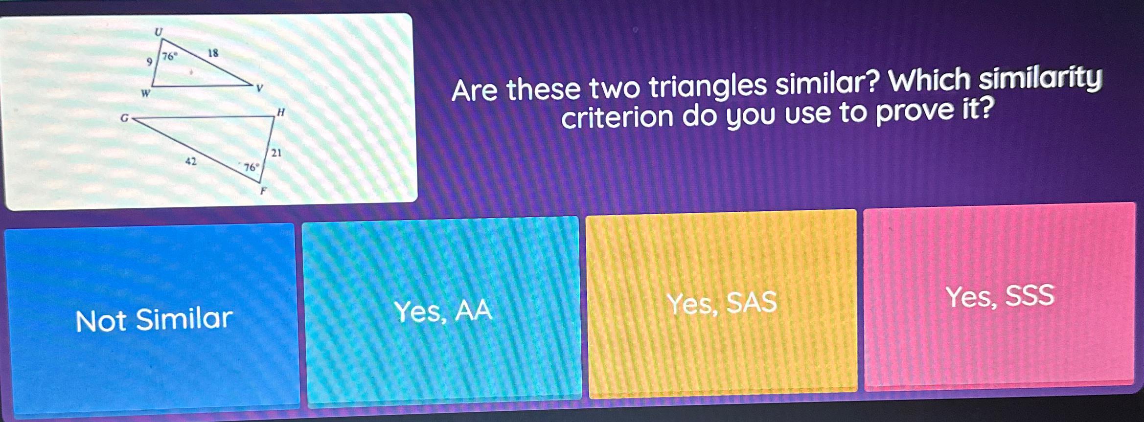 Solved Are these two triangles similar? Which similarity | Chegg.com