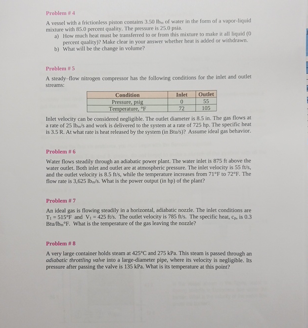 Problem # 4A vessel with a frictionless piston | Chegg.com