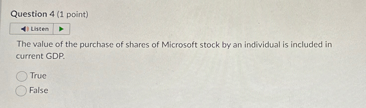 Solved Question 4 (1 ﻿point)ListenThe value of the purchase | Chegg.com
