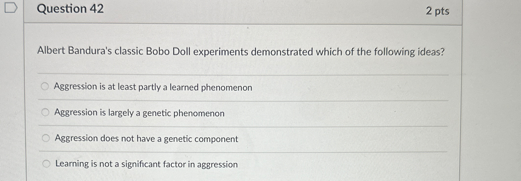 Solved Question 422 ﻿ptsAlbert Bandura's classic Bobo Doll | Chegg.com