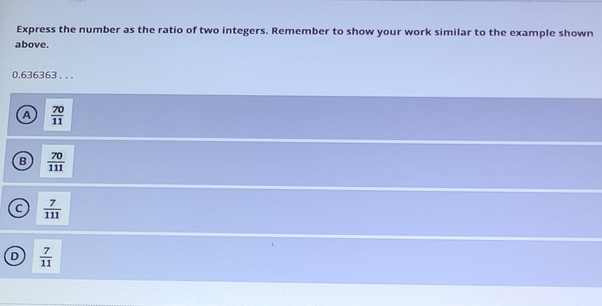 Solved Express the number as the ratio of two integers. | Chegg.com