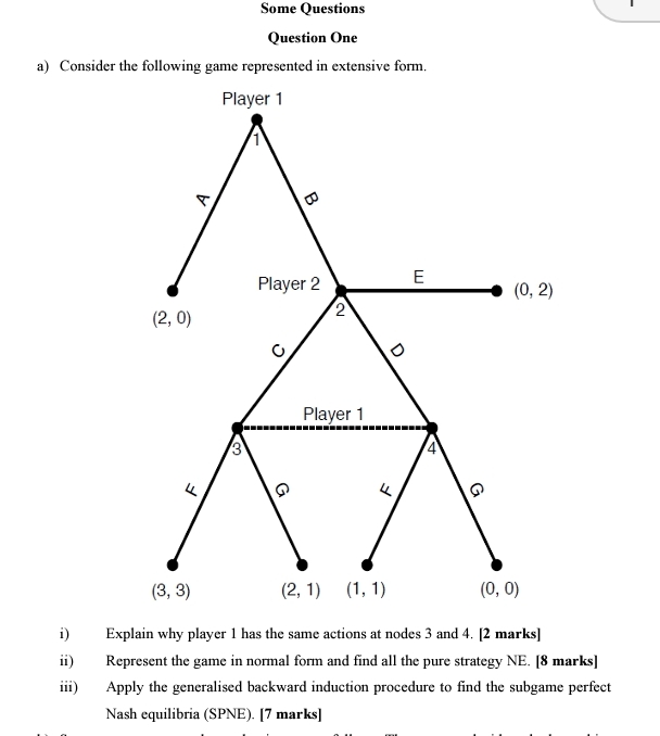 Solved Some QuestionsQuestion Onea) ﻿Consider the following | Chegg.com