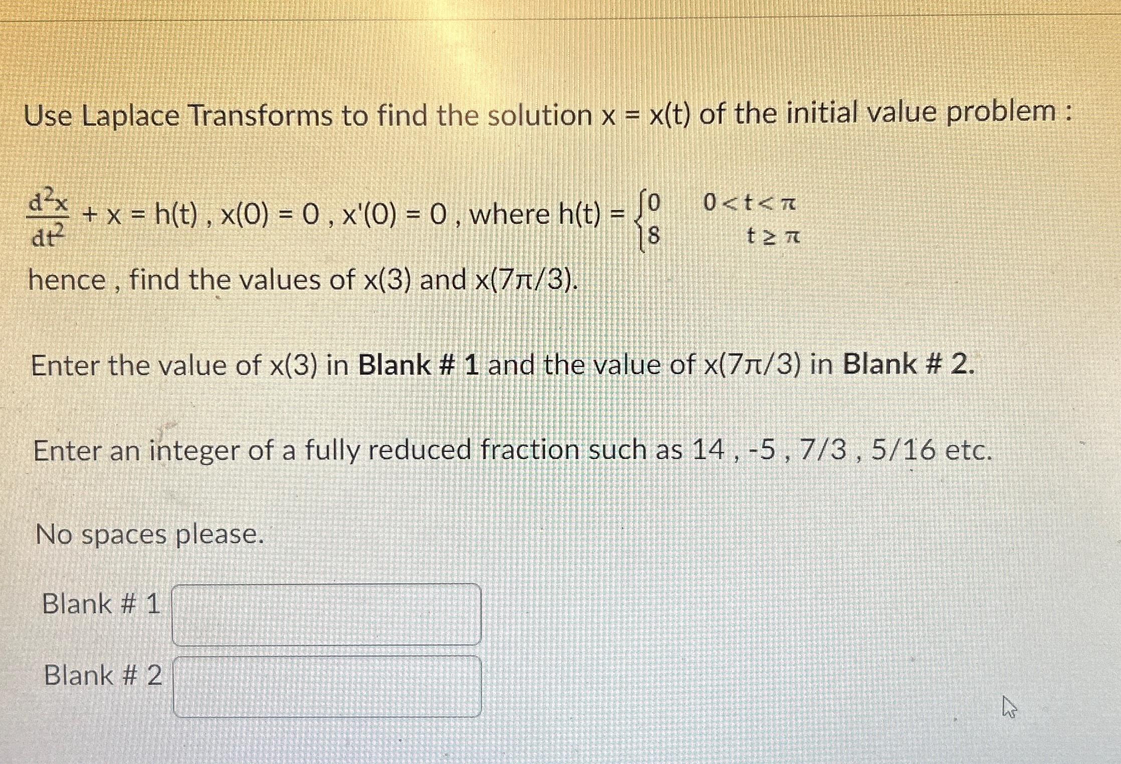 Solved Use Laplace Transforms to find the solution x=x(t) | Chegg.com
