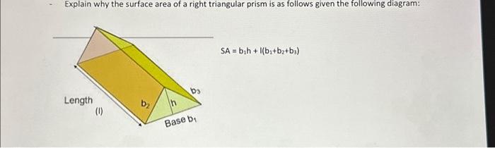 Solved Explain why the surface area of a right triangular | Chegg.com