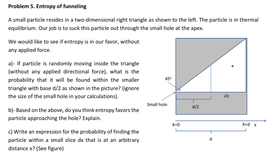 Solved Problem 5. ﻿Entropy of funnelingA small particle | Chegg.com