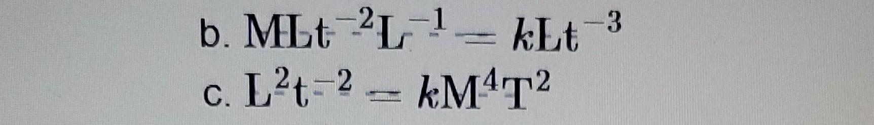 Solved 2.1 For the following dimensional equations, find the | Chegg.com