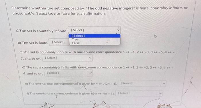 Solved Determine whether the set composed by "The odd | Chegg.com