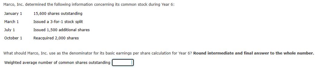 Solved Marco, Inc. determined the following information | Chegg.com