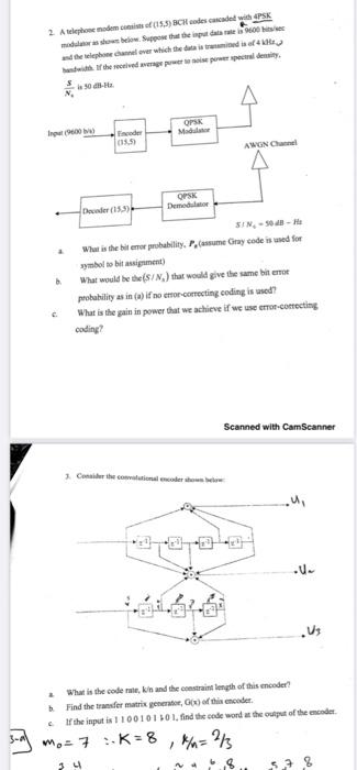 2. A telephoes modem ciniiats of (15,5) BCH codes | Chegg.com