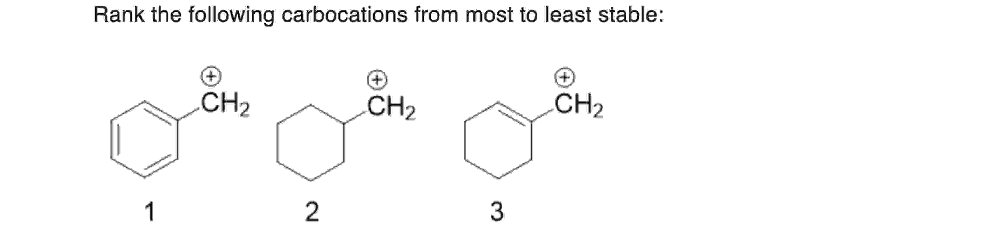 Solved Rank the carbocations from most stable to least: ( | Chegg.com