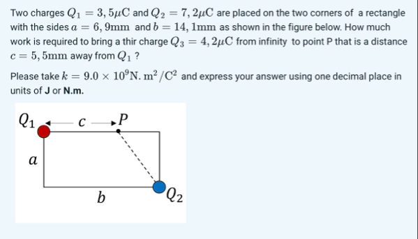 Solved Two charges Q1=3,5μC ﻿and Q2=7,2μC ﻿are placed on the | Chegg.com