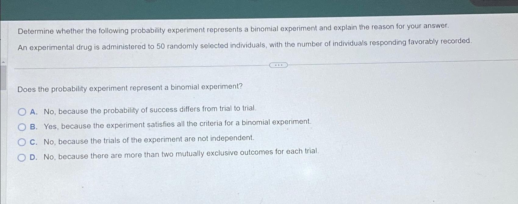 Solved Determine whether the following probability | Chegg.com