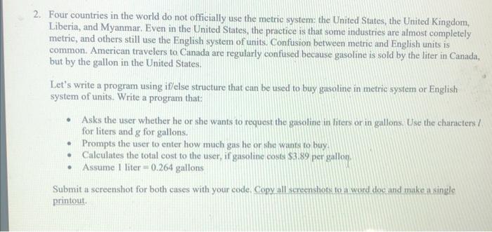 Solved 2. Four countries in the world do not officially use | Chegg.com