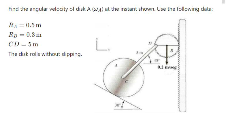 Solved Find the angular velocity of disk A(ωA) ﻿at the | Chegg.com