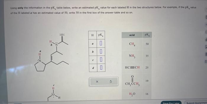 Solved Using only the information in the pKa table below, | Chegg.com