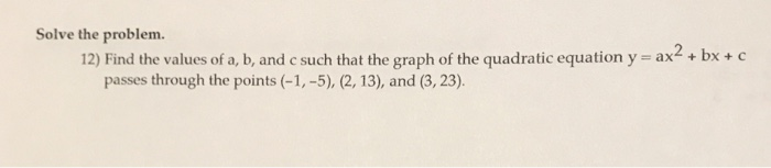 Solved Solve the problem. 12) Find the values of a, b, and c | Chegg.com