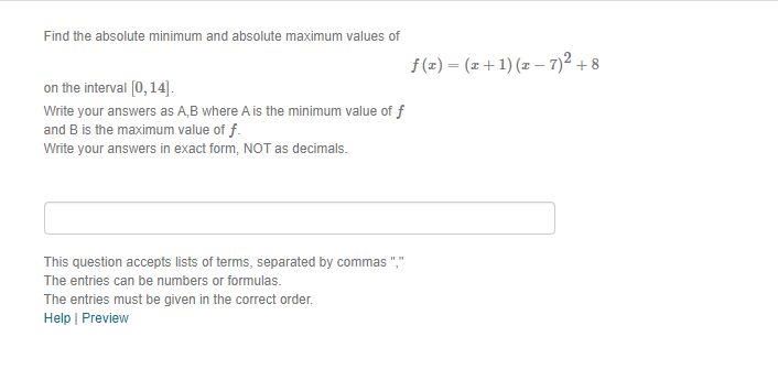 Solved Find the absolute minimum and absolute maximum values | Chegg.com