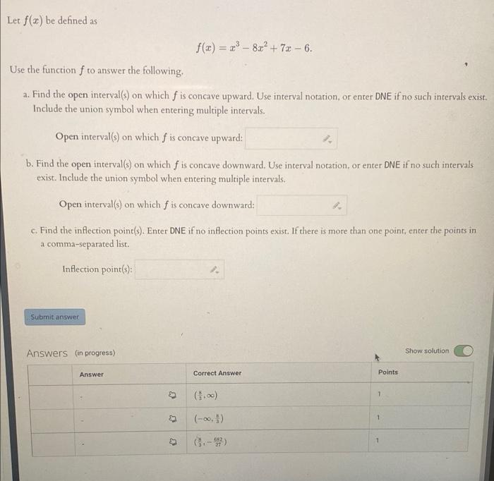 Solved f(x)=x3−7x2+4x+7. Use the function f to answer the | Chegg.com