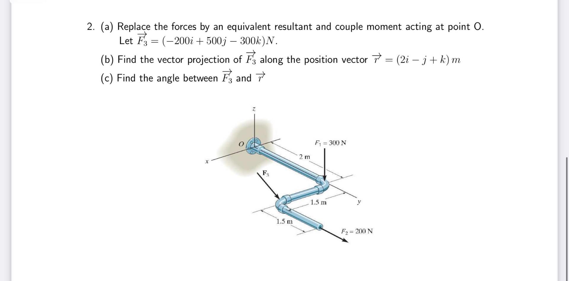 Solved X 2. (a) Replace the forces by an equivalent | Chegg.com