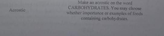 Solved Acrostic Make an acrostic on the word CARBOHYDRATES. | Chegg.com