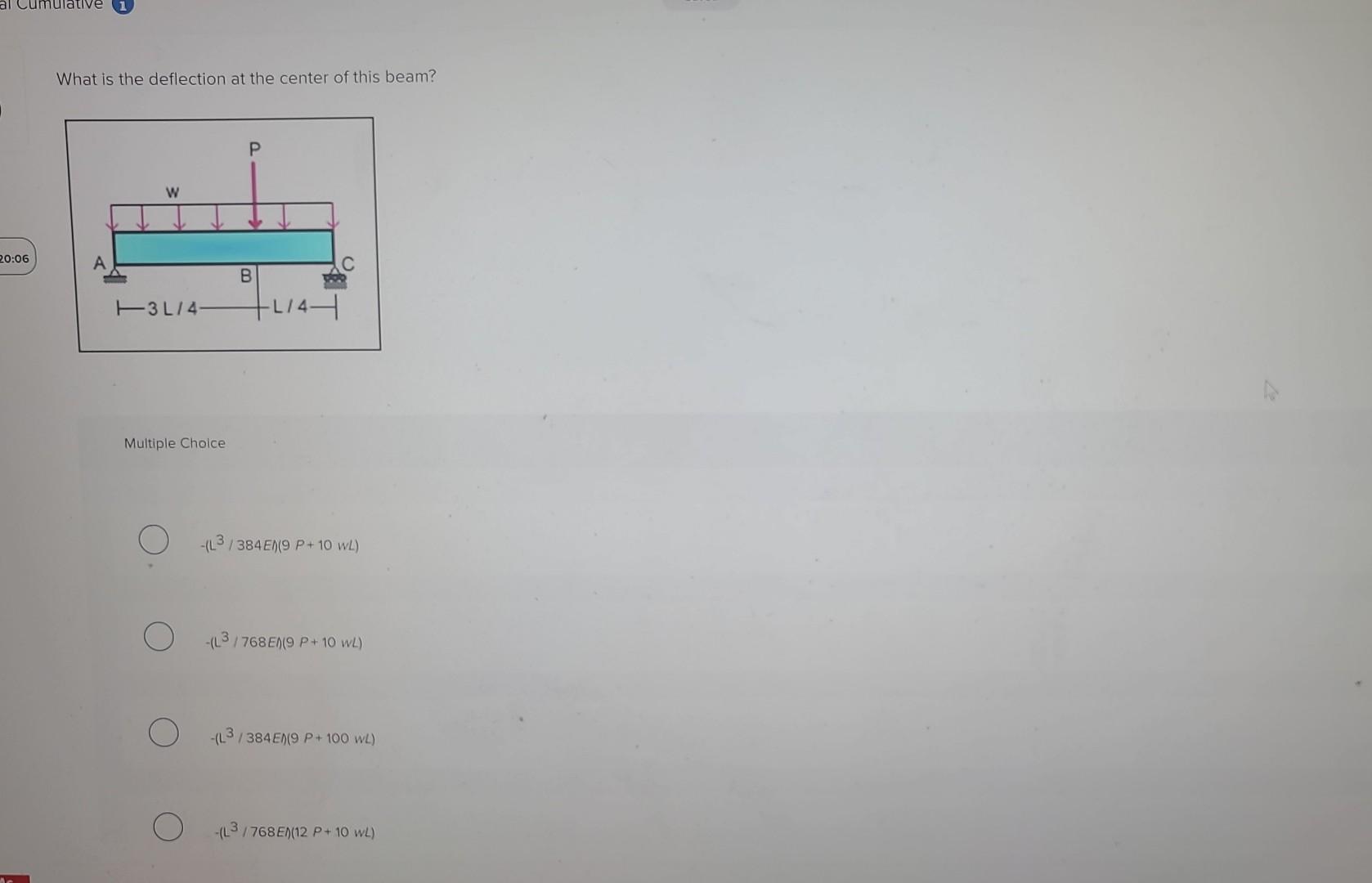 Solved What is the deflection at the center of this beam? | Chegg.com