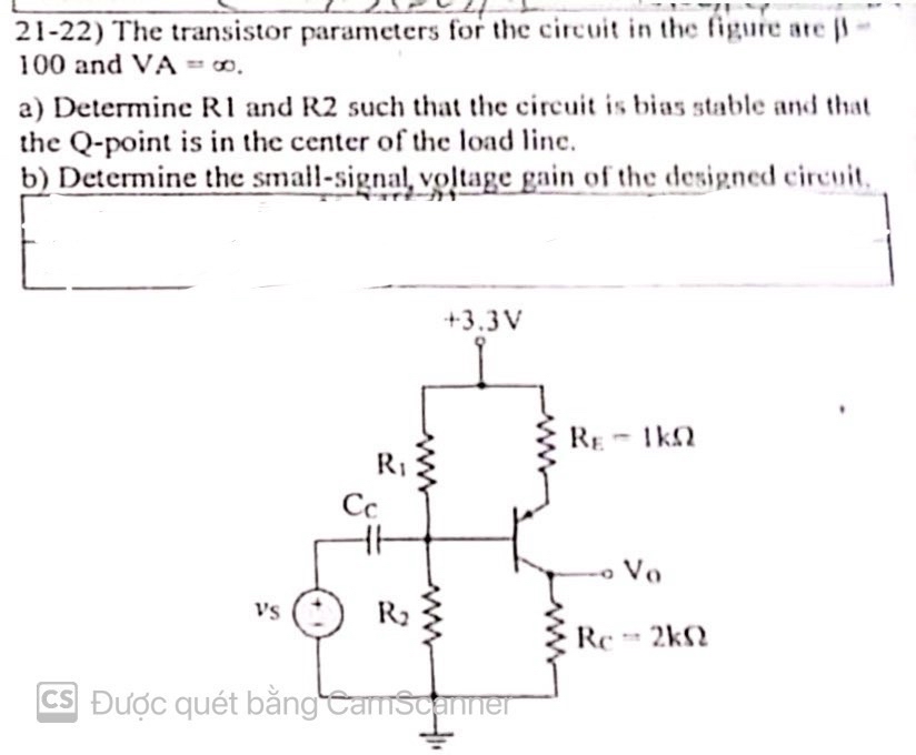 Solved 21-22) ﻿The transistor parameters for the circuit in | Chegg.com