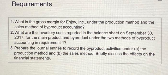 Solved Enjoy, Inc is a producer of potato chips. A single | Chegg.com