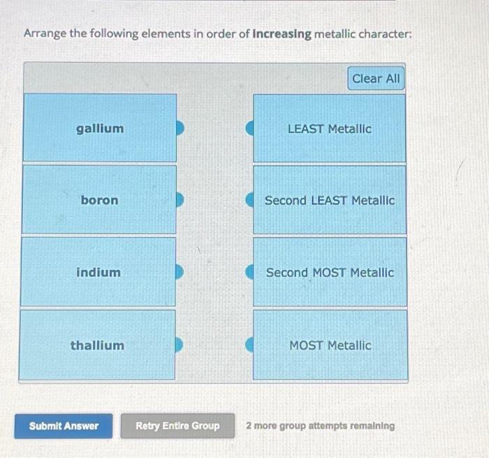 Solved Arrange the following elements in order of increasing | Chegg.com