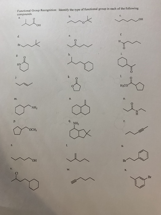 Solved Functional Group Recognition: Identify the type of | Chegg.com