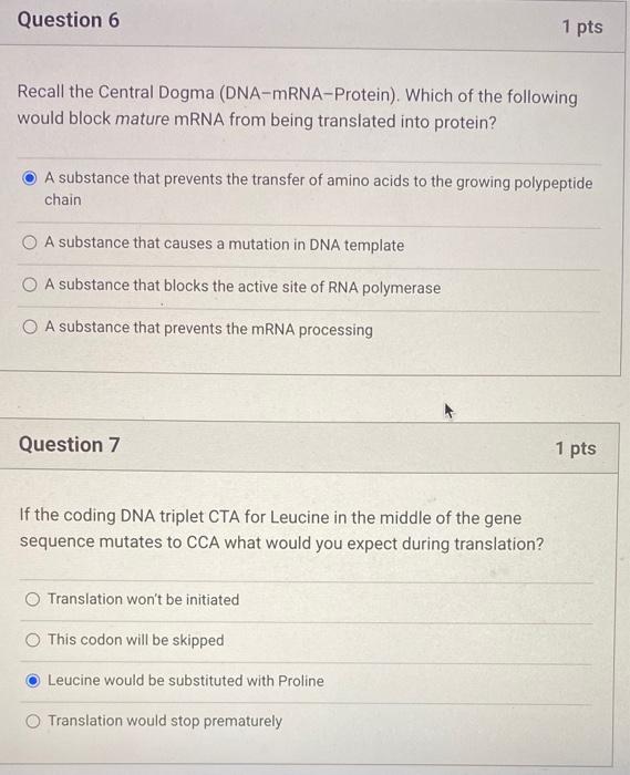 Solved Recall the Central Dogma (DNA-mRNA-Protein). Which of | Chegg.com