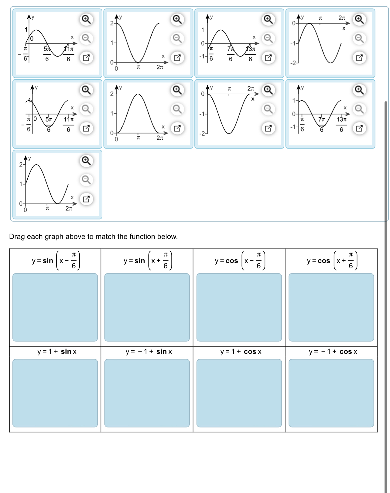 Solved Drag each graph above to match the function below. | Chegg.com