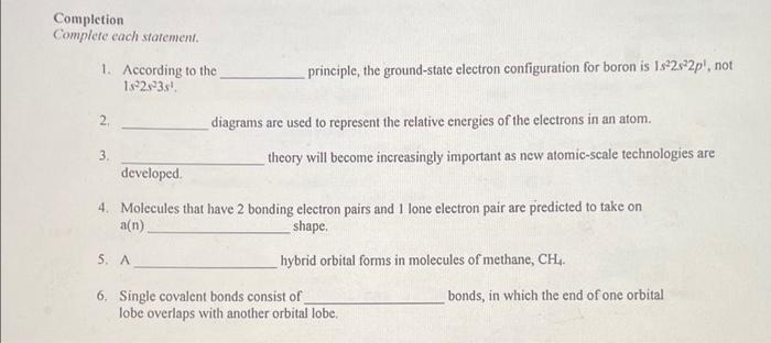 Solved Completion Complete each statement. 1. According to | Chegg.com