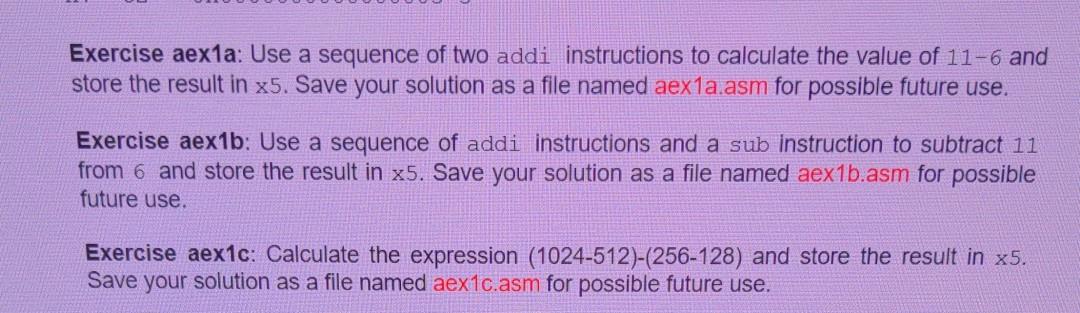 Solved Exercise aex1a: Use a sequence of two addi | Chegg.com