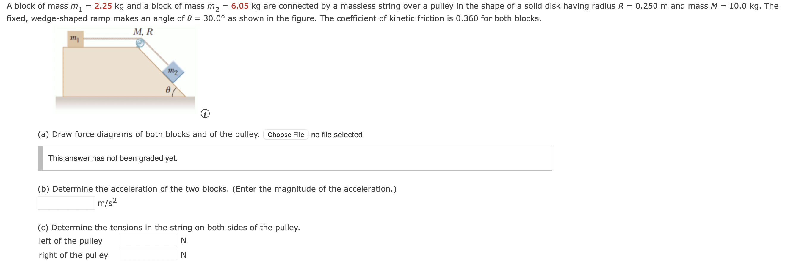 Solved A block of mass m1=2.25kg ﻿and a block of mass | Chegg.com