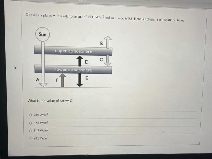 Solved Consider a planet with a solar constant of 1500 W/m | Chegg.com