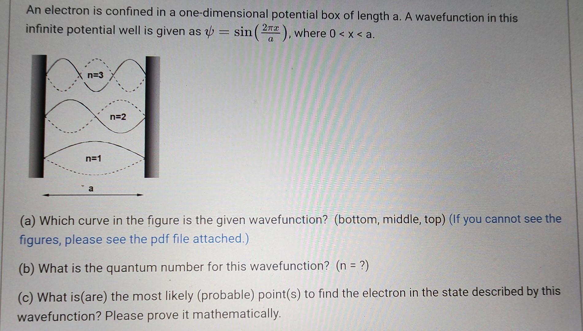 Solved An electron is confined in a one-dimensional | Chegg.com
