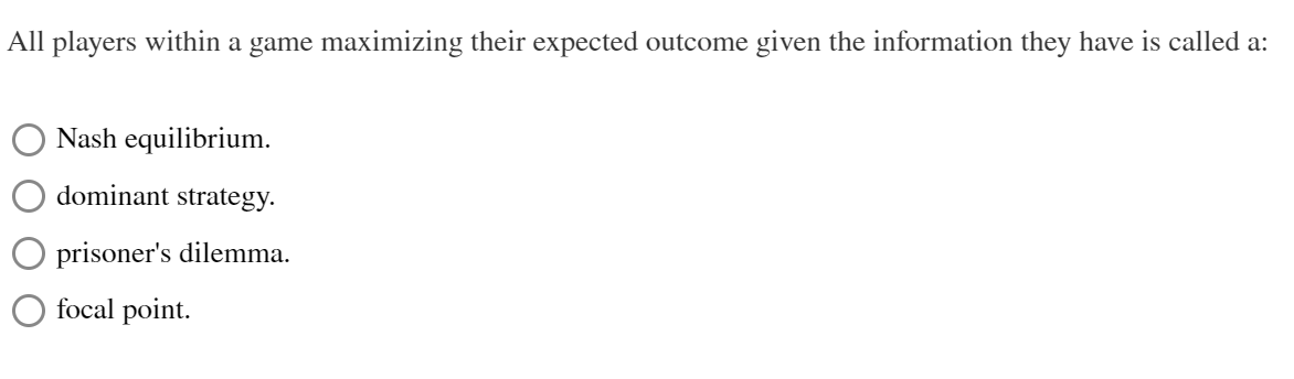 Solved All players within a game maximizing their expected | Chegg.com