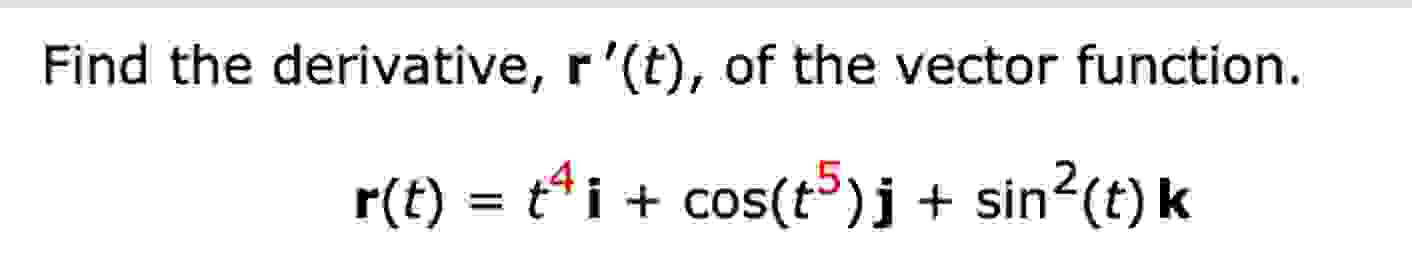Solved Find the derivative, r'(t), ﻿of the vector | Chegg.com