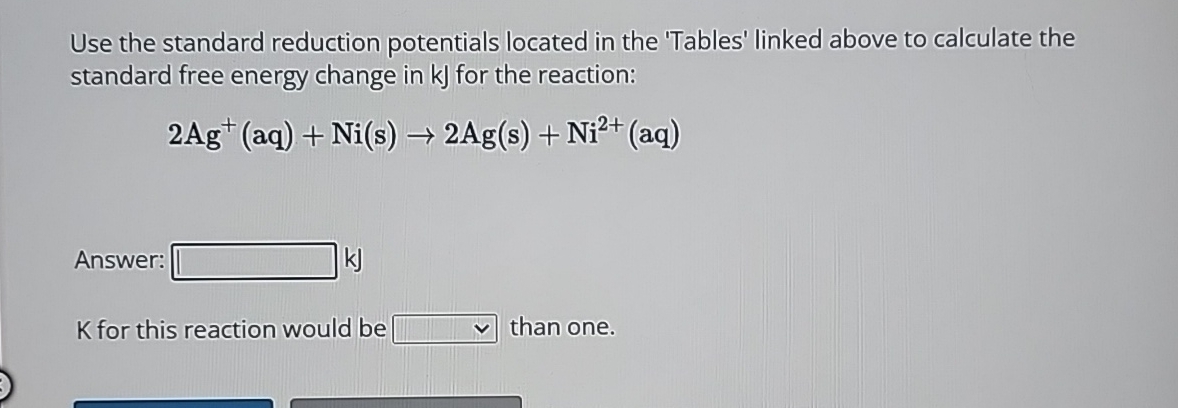 Solved Use the standard reduction potentials located in the | Chegg.com